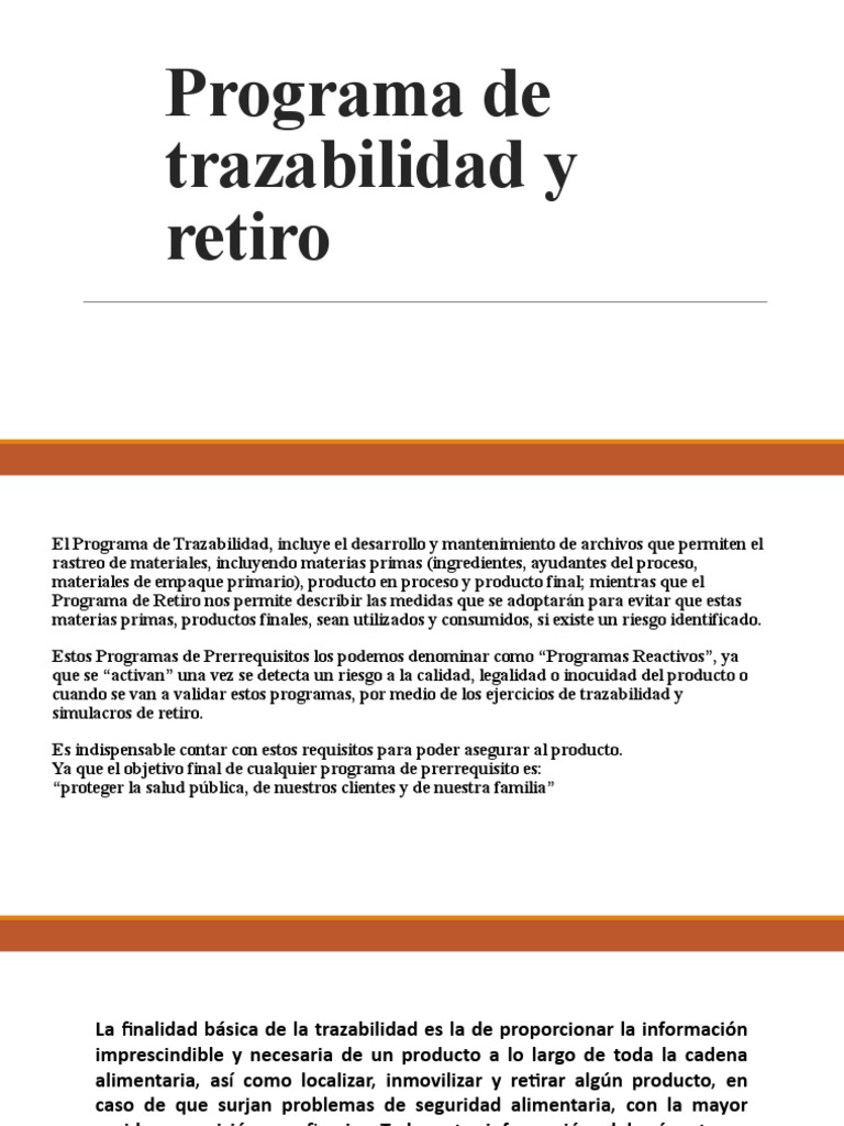 Programa de Trazabilidad y Retiro | PDF | Business | Informática y tecnología de la información