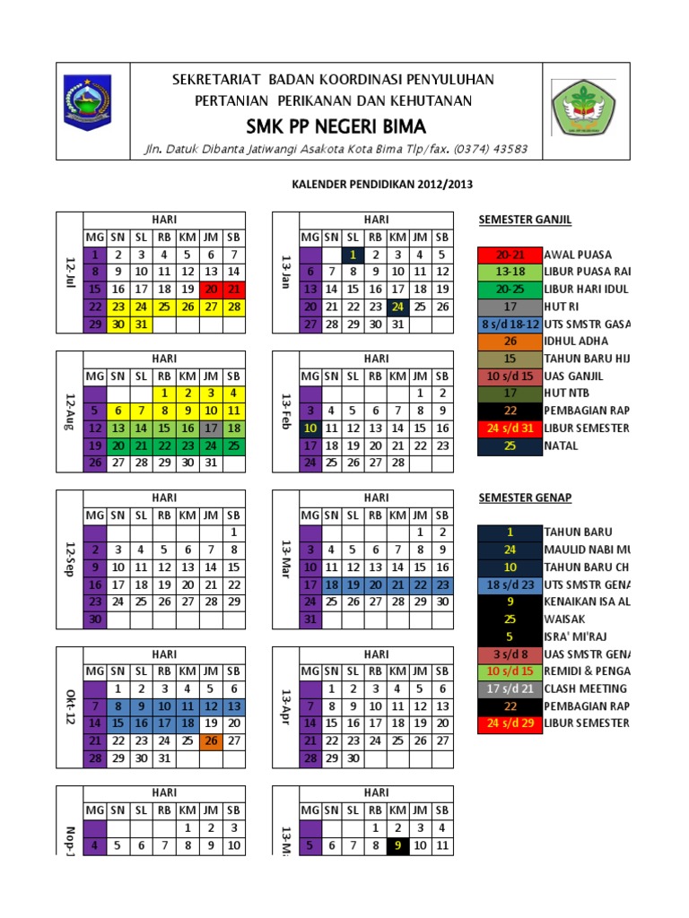 02-Kalender-Pendidikan-2012-2013 PAI SMK 20182019 | PDF