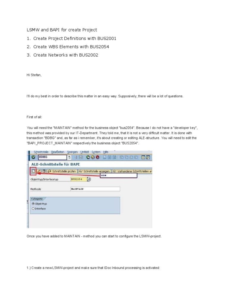 Lsmw And Bapi For Create Projectdocx 2 Pdf Comma Separated Values Computer Programming