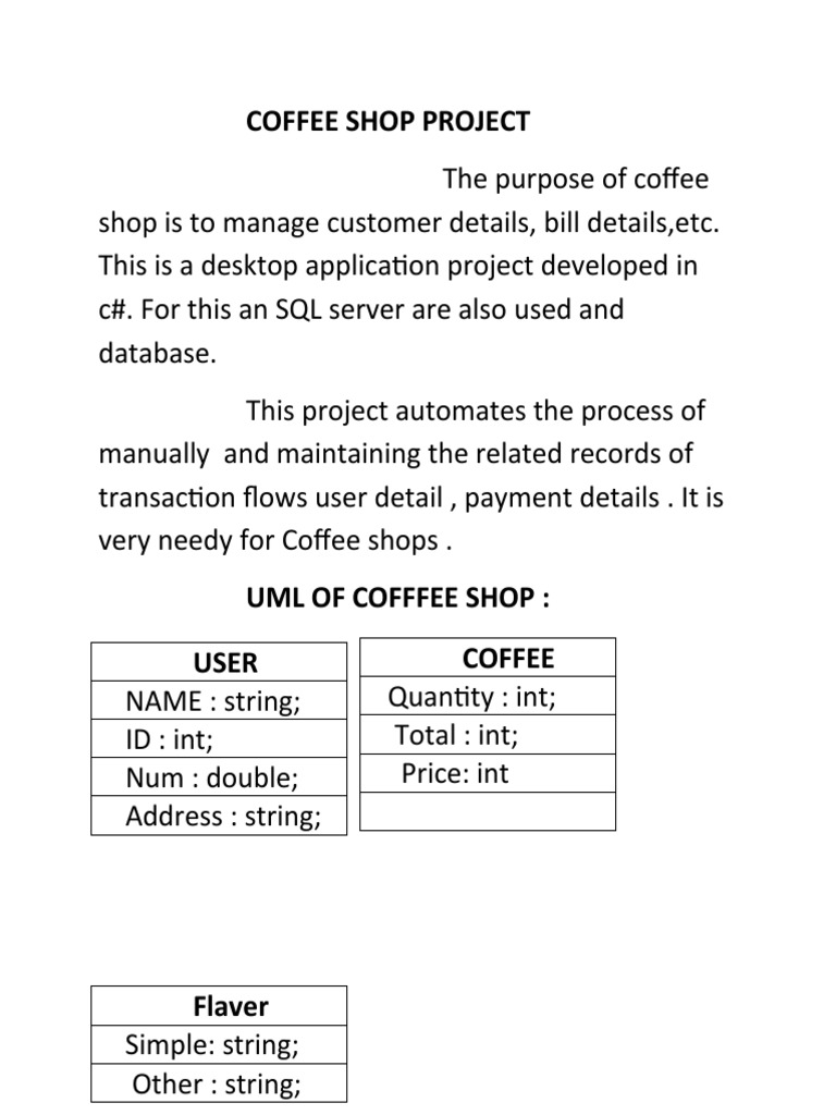 Coffee Shop Project | PDF
