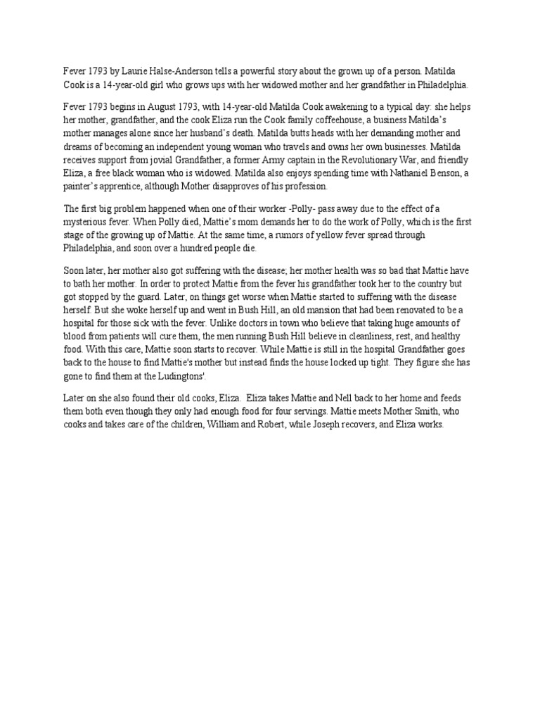 Fever 1793 by Laurie Halse | PDF | Mystery, Thriller & Crime Fiction