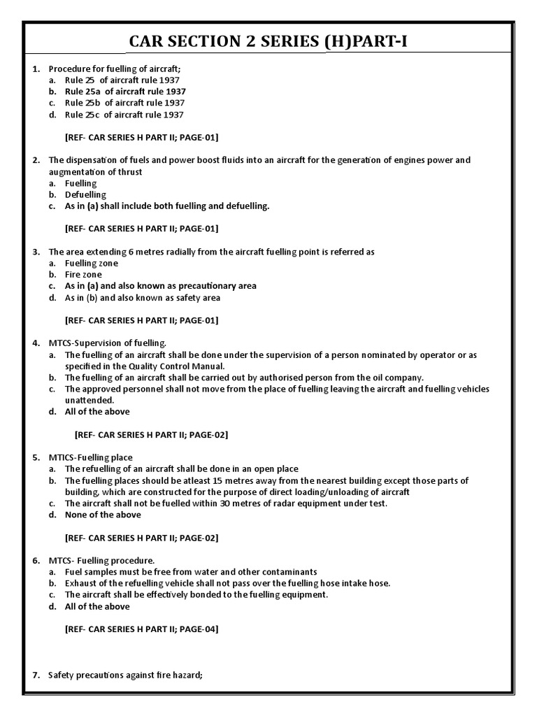 CAR SECTION 2 Series H - 1 | PDF | Aircraft | Jet Fuel