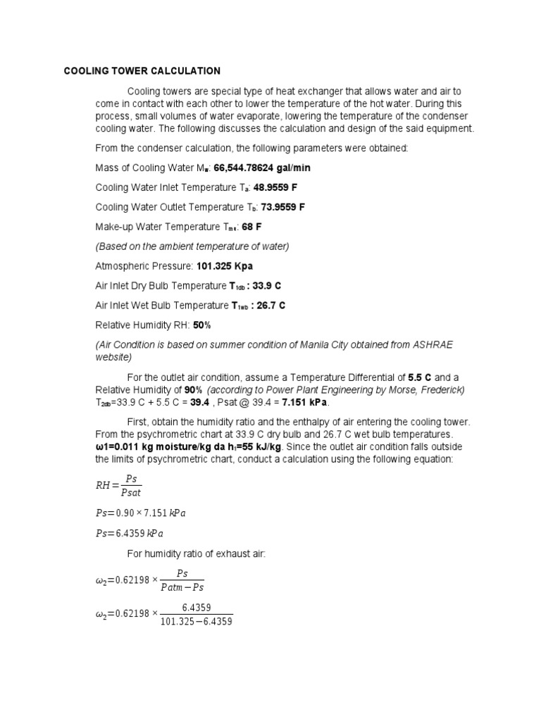 Cooling Tower Calculationedited | PDF | Relative Humidity | Humidity
