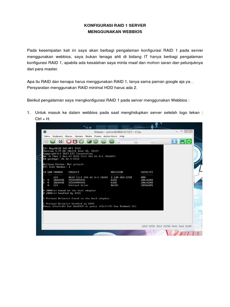 Panduan Konfigurasi RAID 1 WebBIOS | PDF