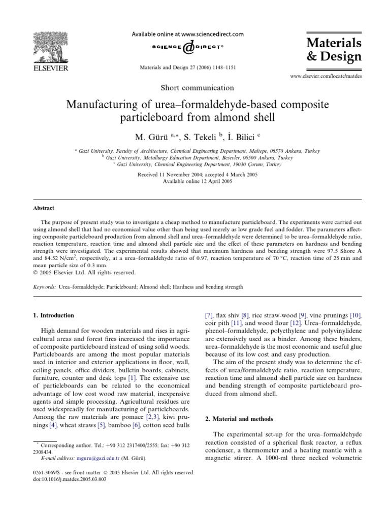 Manufacturingofureaformaldehyde Basedcomposite | PDF | Formaldehyde | Urea