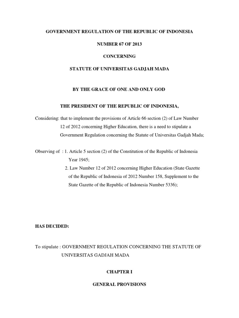 Statuta UGM in English | PDF | Academic Degree | Doctorate