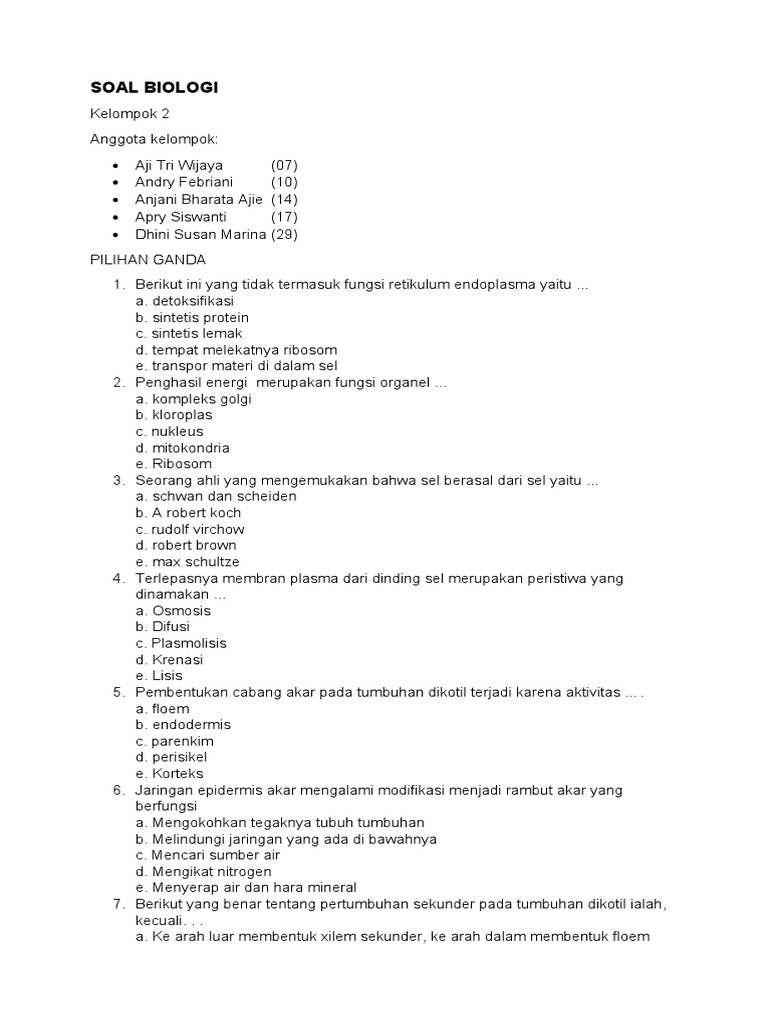 Soal Pilgan Bio | PDF