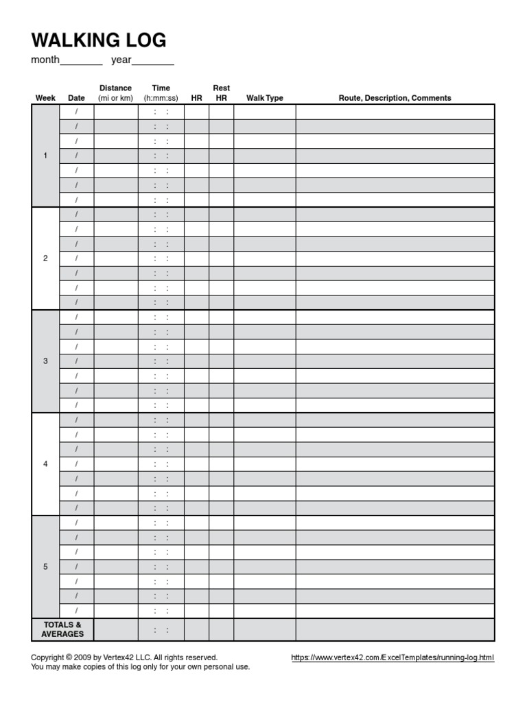 Printable Walking Log | PDF