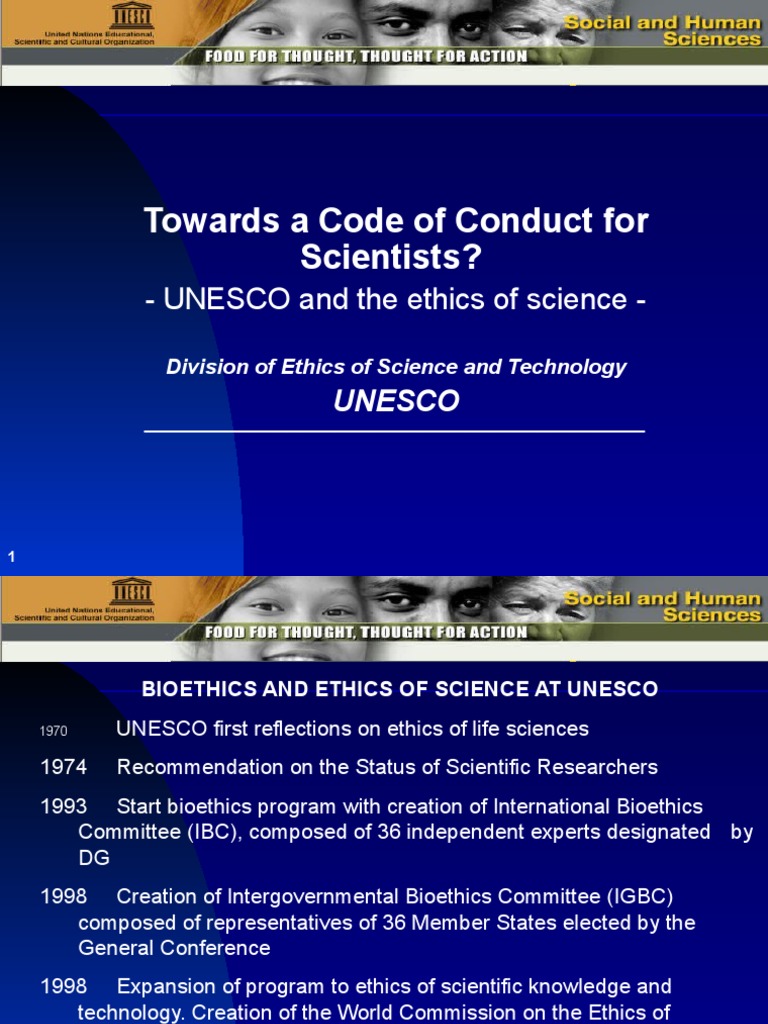Towards an International Code of Ethics for Scientists: UNESCO's ...