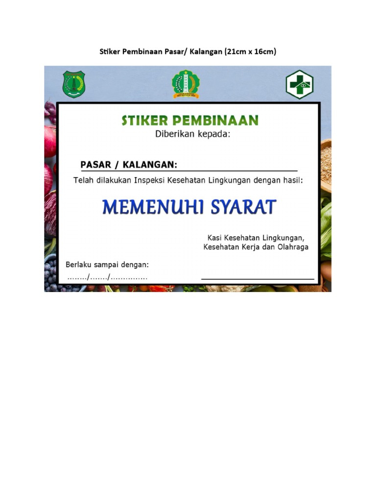 Stiker Pembinaan Pasar | PDF