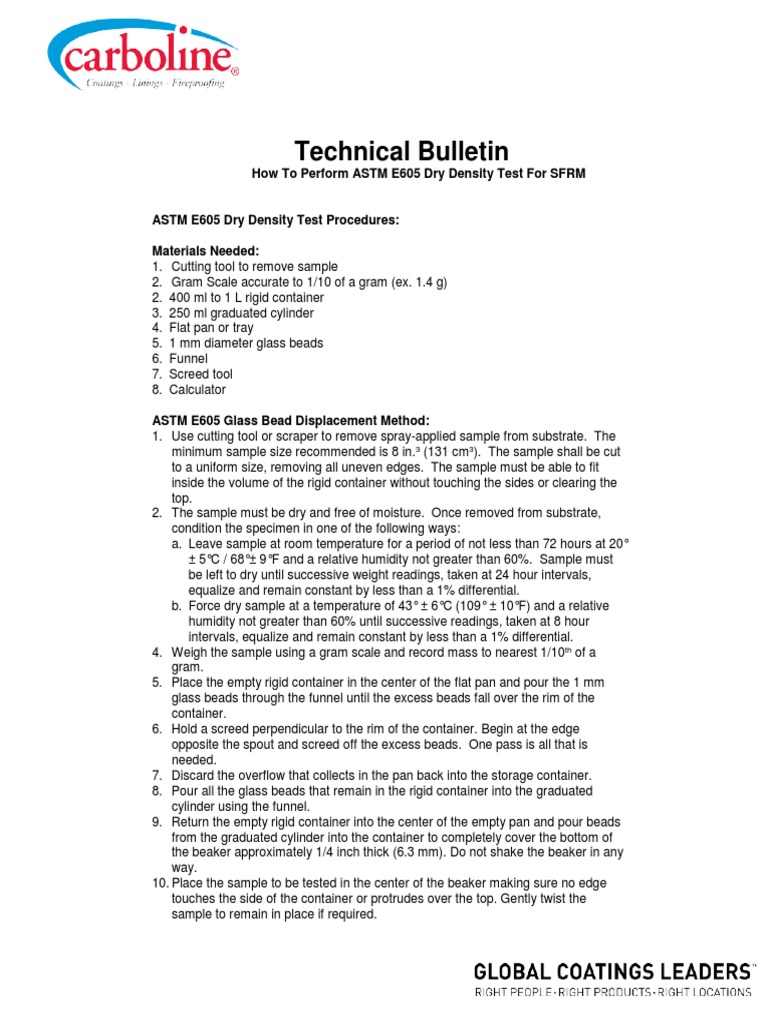 How To Perform ASTM E605 Dry Density Test For SFRM 032618 - 2 | PDF ...