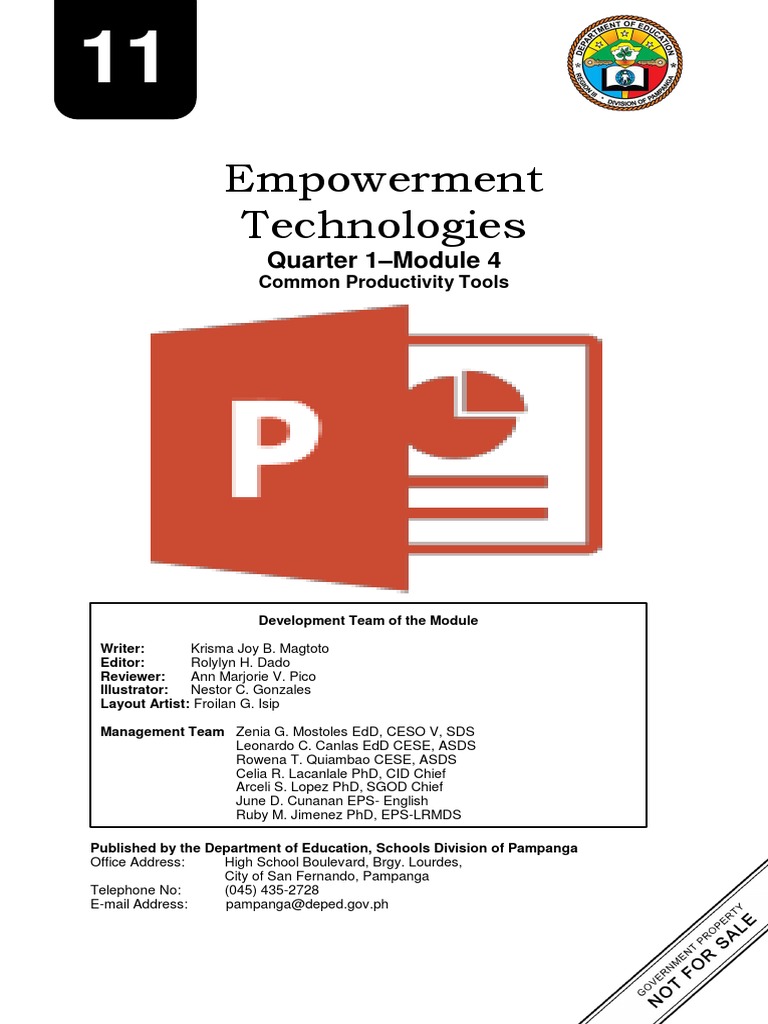 EmpTech - Q1 - Mod4 - Common Productivity Tools | PDF | Microsoft Excel | Spreadsheet