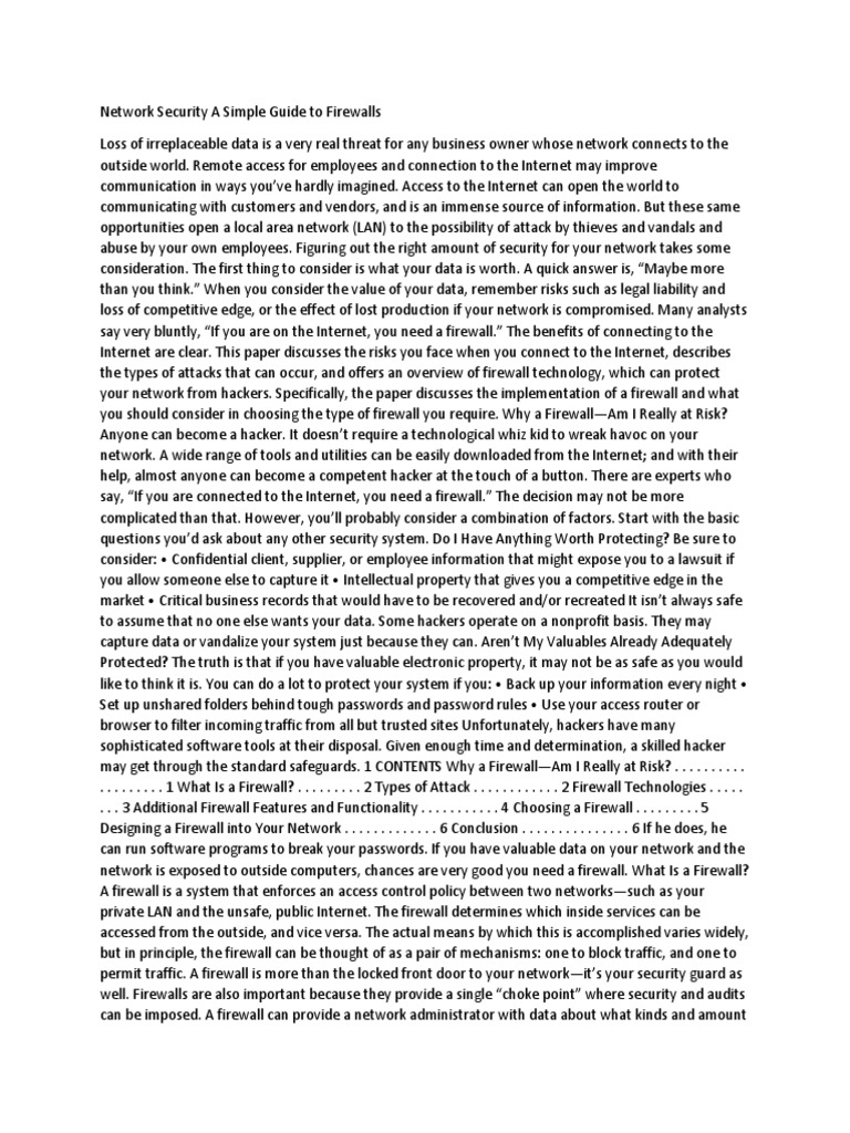 Network Security A Simple Guide To Firewalls | PDF | Proxy Server | Firewall (Computing)