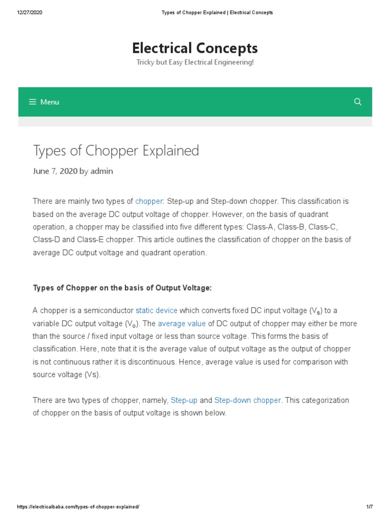 Types of Chopper Explained - Electrical Concepts | PDF | Amplifier ...