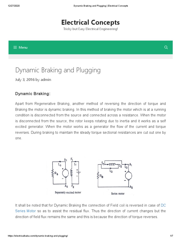 Dynamic Braking and Plugging - Electrical Concepts | PDF | Electric ...