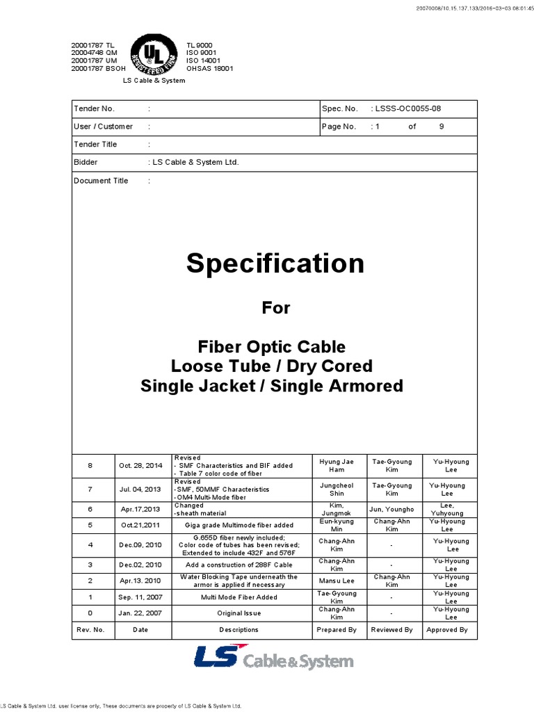 Single Armored Single Jacket PE | Download Free PDF | Optical Fiber ...