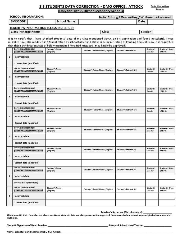 DMO SIS Form 2021 - Students | PDF | Business | Business