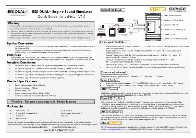 ESS-DUAL+ Engine Sound Simulator Guide | PDF | Amplifier | Loudspeaker