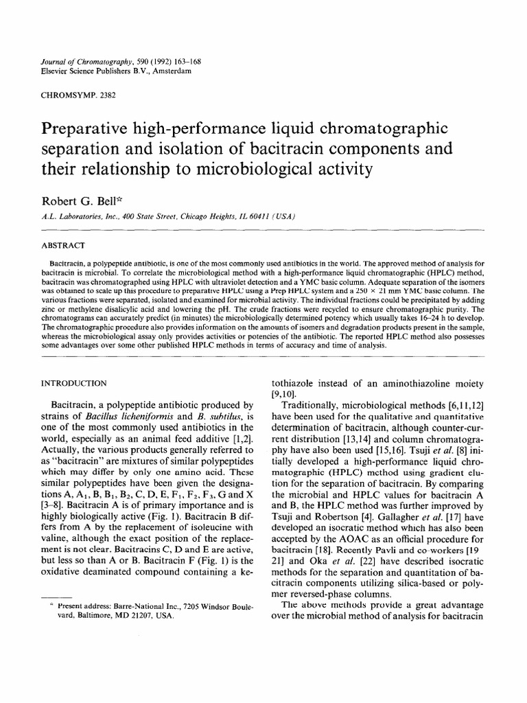 Preparative HPLC Separation and Isolation of Bacitracin Components and ...