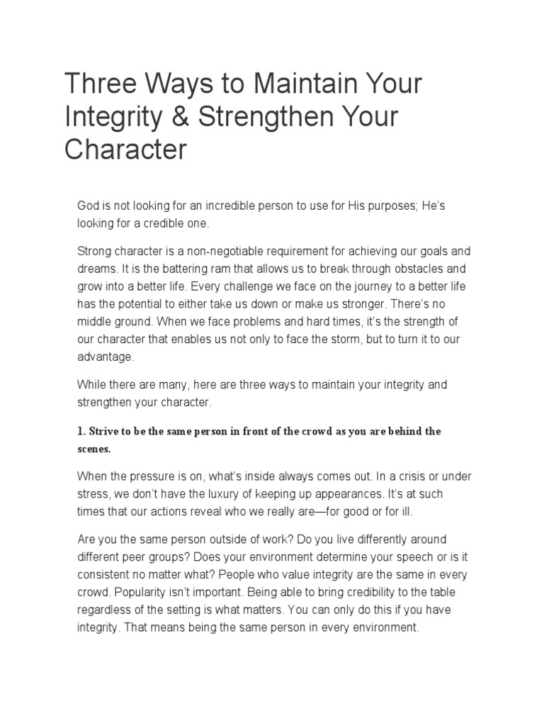 Three Ways To Maintain Your Integrity & Strengthen Your Character | PDF