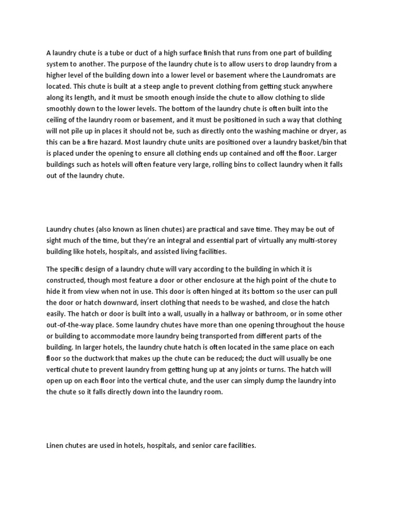 Laundry Chute or Linen Chute | PDF | Laundry | Duct (Flow)