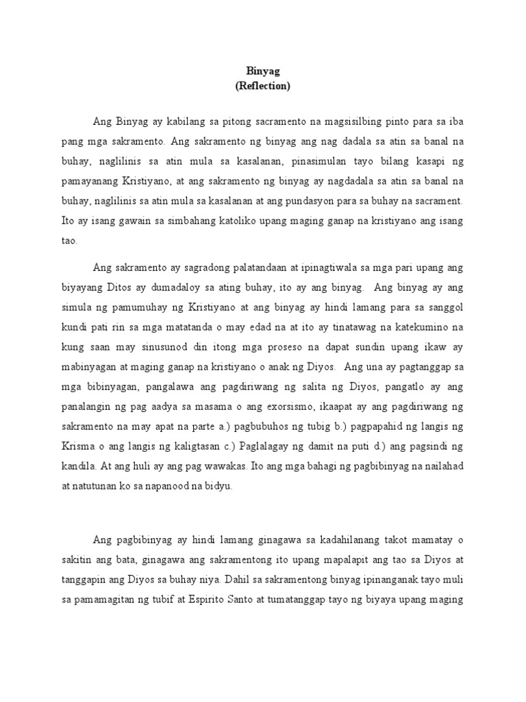Binyag Reflection | PDF