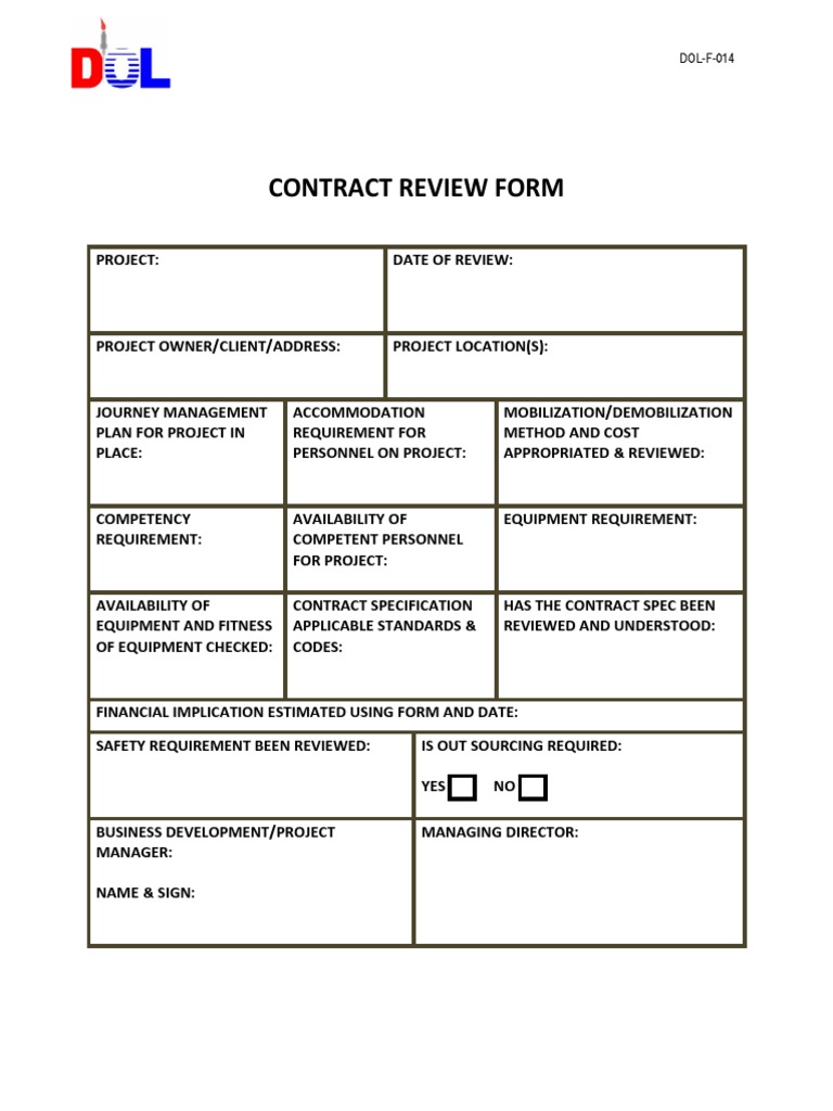 Contract Review Form | PDF