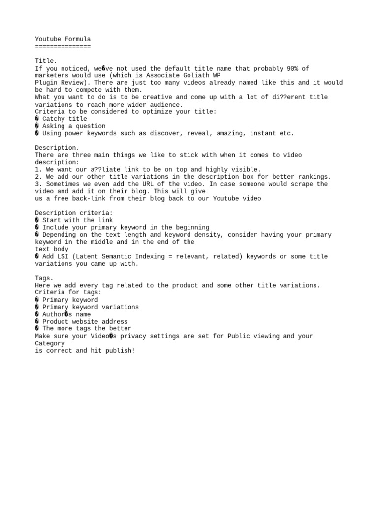 Youtube Formula | PDF