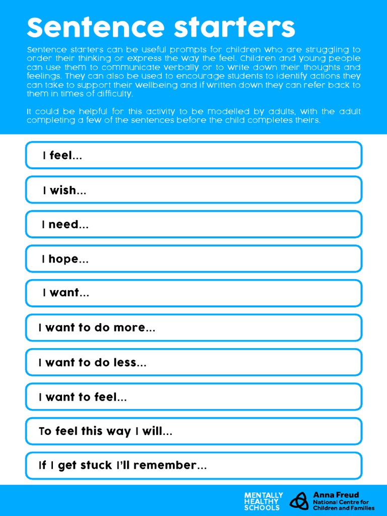 Sentence Starters | PDF | Self-Improvement