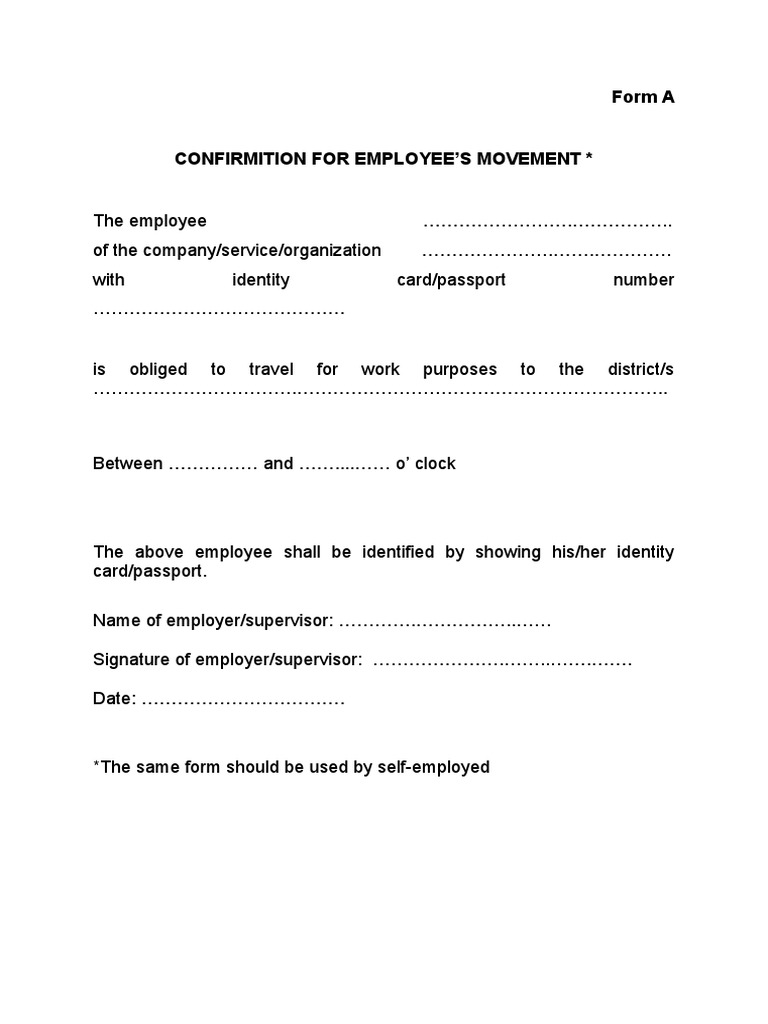 Confirmition For Employee Movement | PDF