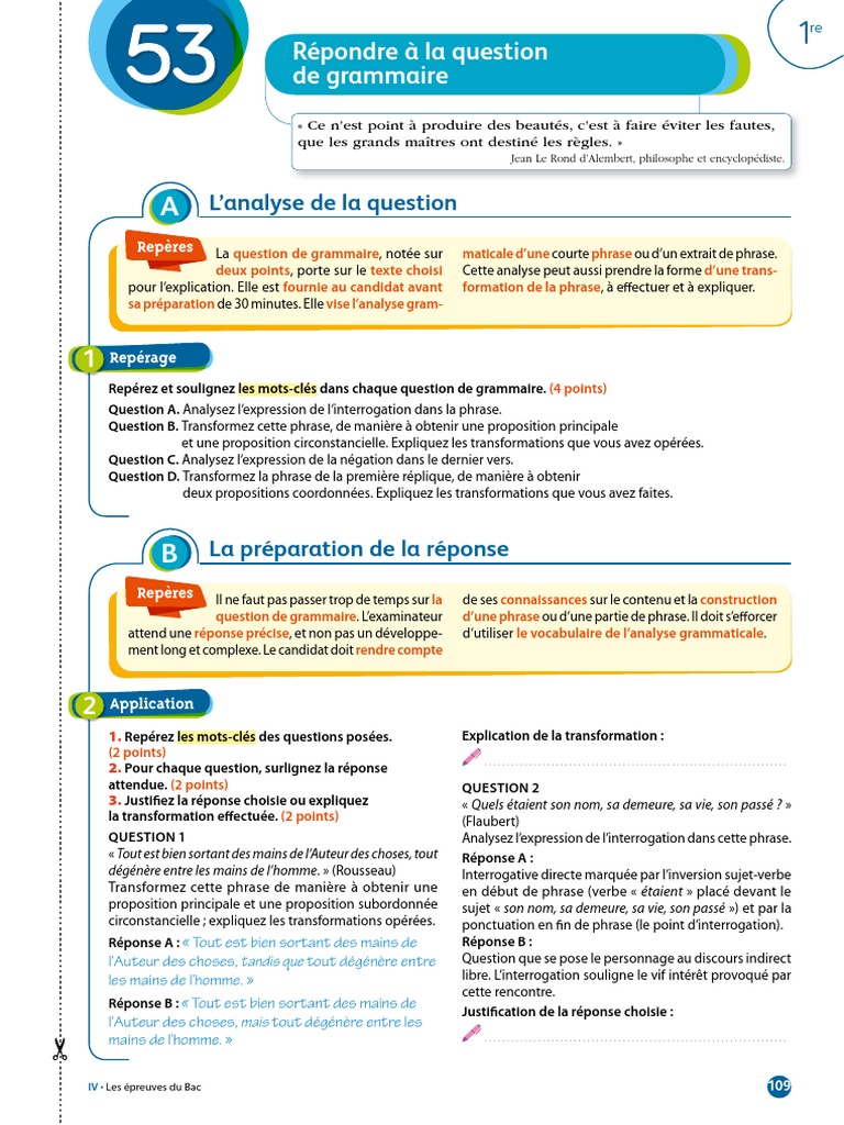 Répondre à la question de grammaire | PDF | Clause | Phrase