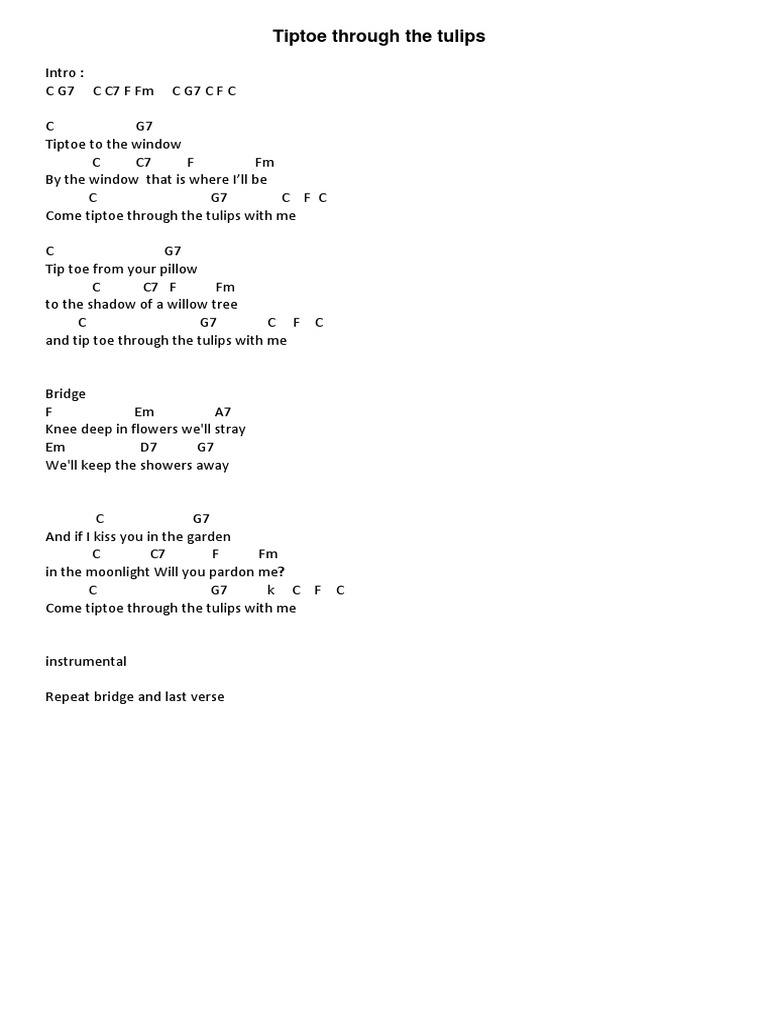 Tiptoe Through the Tulips Chords | PDF