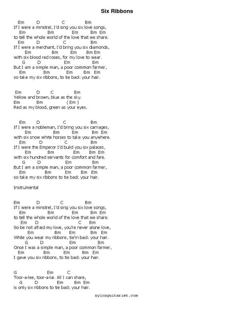Six Ribbons Songsheet | PDF | Home & Garden | Art