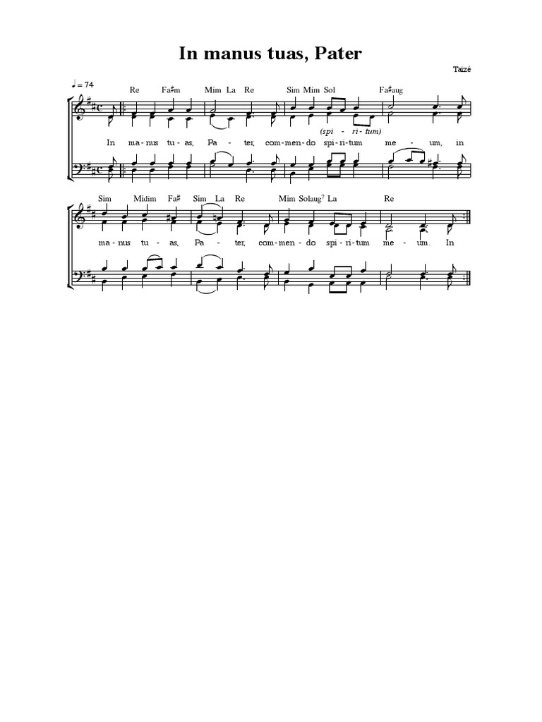 In Manus Tuas, Pater (Taizé) | PDF | Phonétique