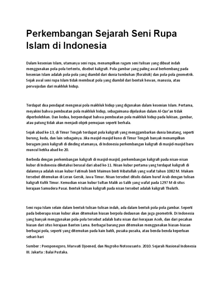 Perkembangan Sejarah Seni Rupa Islam Di Indonesia | PDF