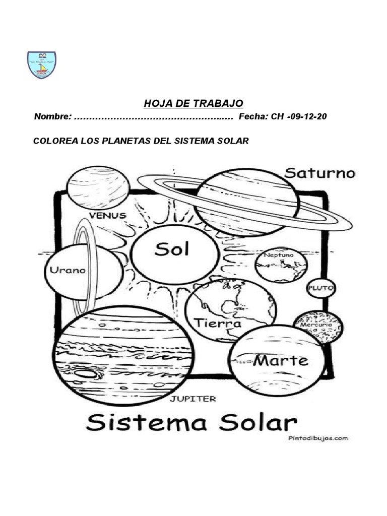 Hoja de Trabajo Del Sistema Solar