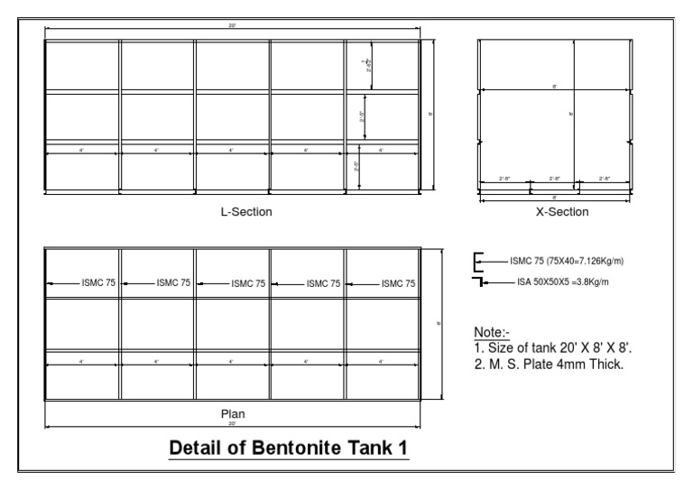 Detail of Bentonite Tank 1: L-Section X-Section | PDF