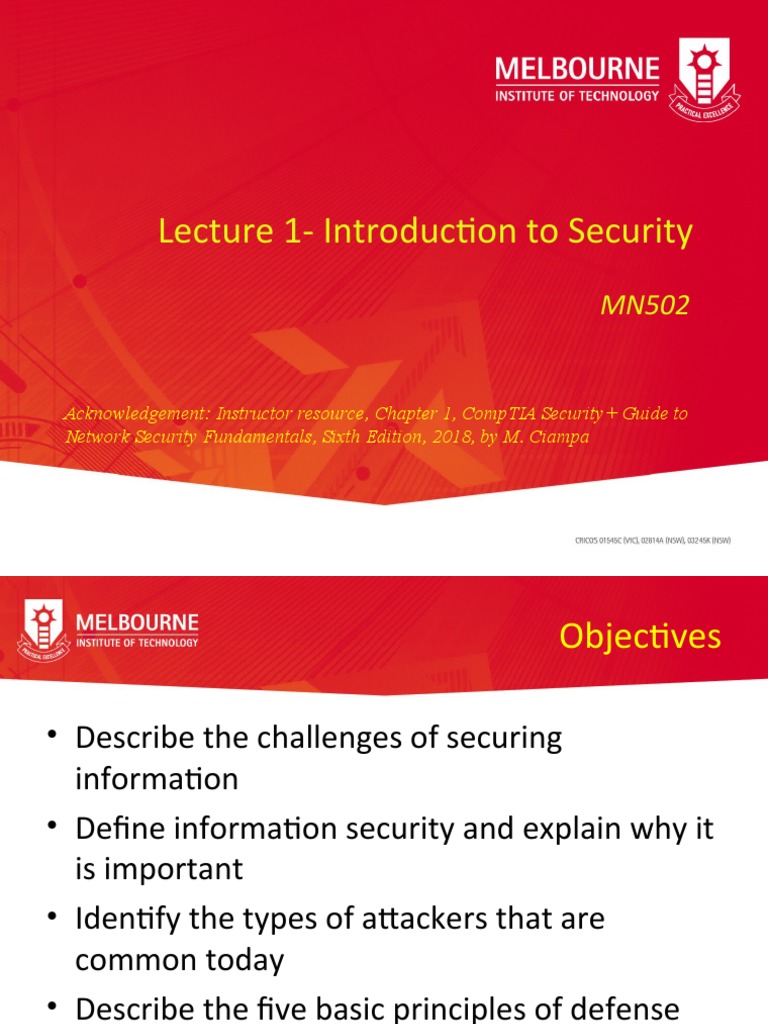 Lecture 1 Introduction To Security Pdf Threat Computer Information Security