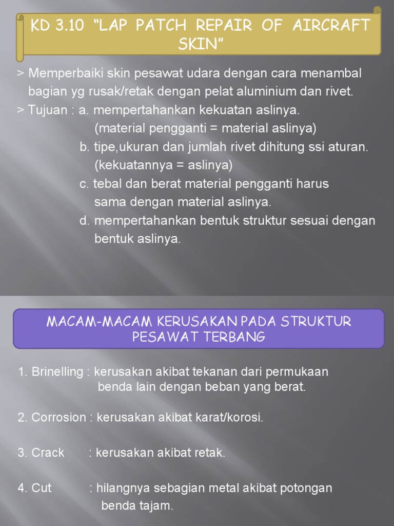 Lap Patch Repair of Aircraft Skin | PDF | Teknologi & Rekayasa