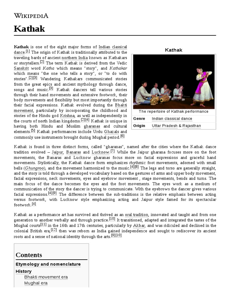 Kathak: Kathak Is One of The Eight Major Forms of Indian Classical | PDF | Performing Arts | Sikhism