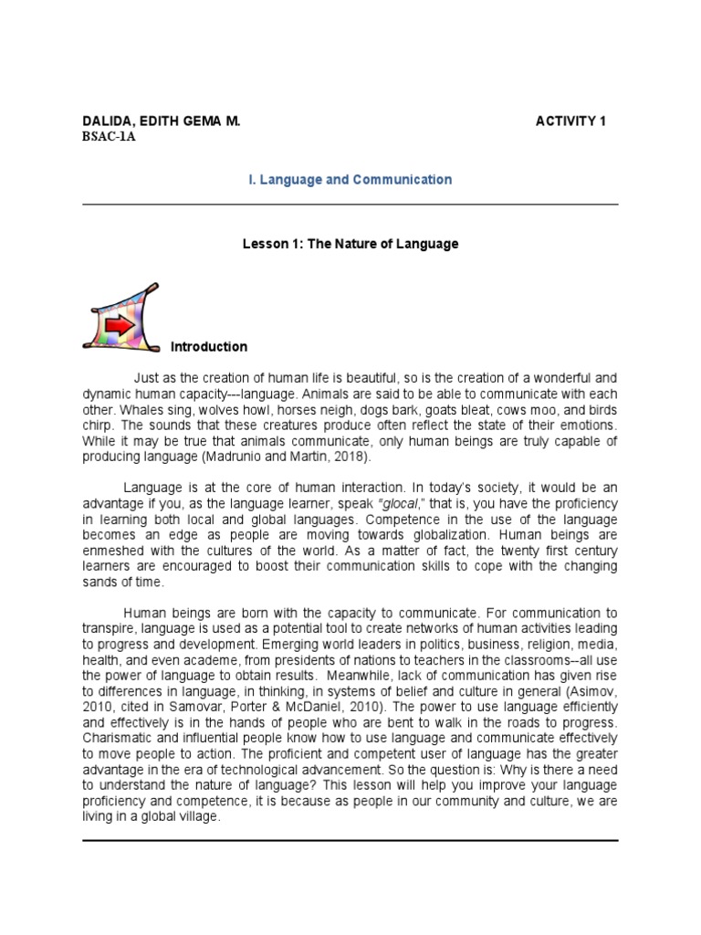 CAS 101 - Lesson 1 W - Activities | PDF | Second Language | Linguistics