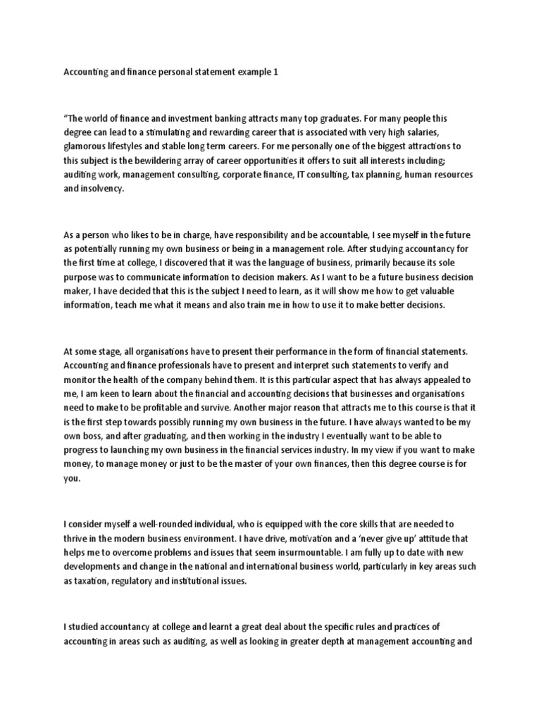 Accounting Personal Statement | PDF | Valuation (Finance) | Accounting