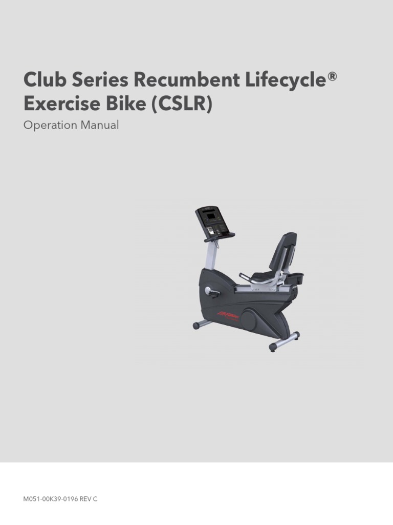 Club Series Recumbent Lifecycle® Exercise Bike (CSLR) : Operation Manual | PDF | Heart Rate ...