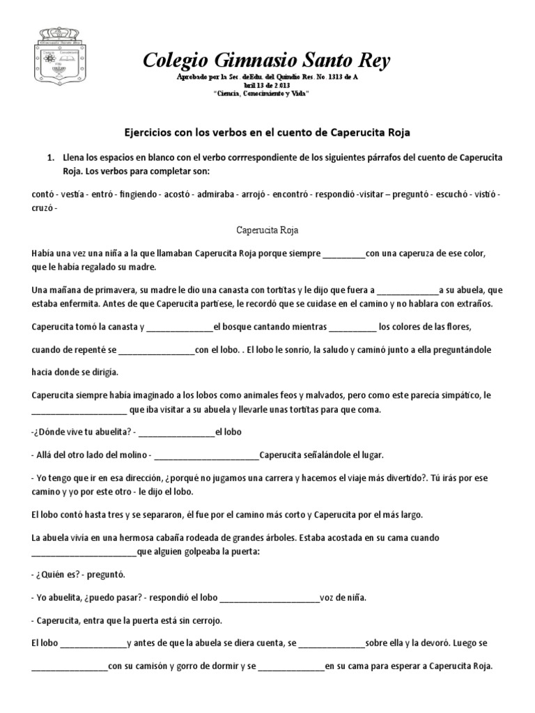 VERBOS | PDF | Caperucita Roja