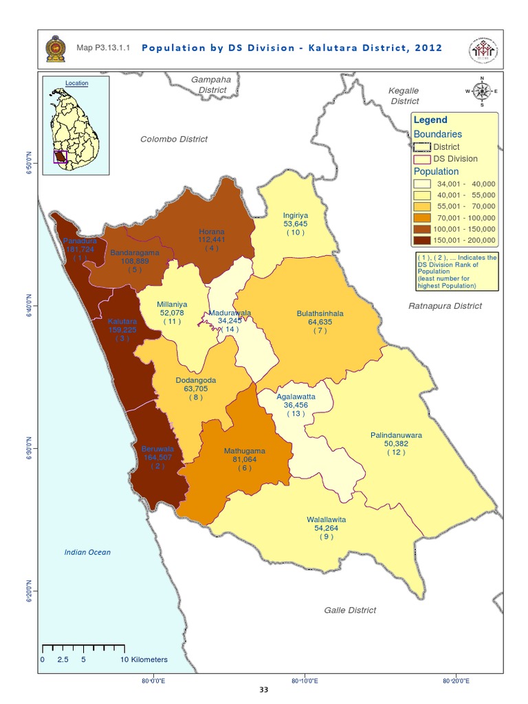Map P3.13.1.1 Kalutara - Population by DS | PDF | Physical Geography ...