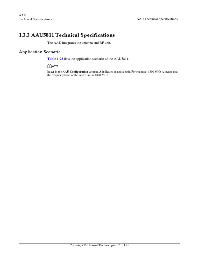 AAU5811 Technical Specifications | PDF | Antenna (Radio) | Wireless