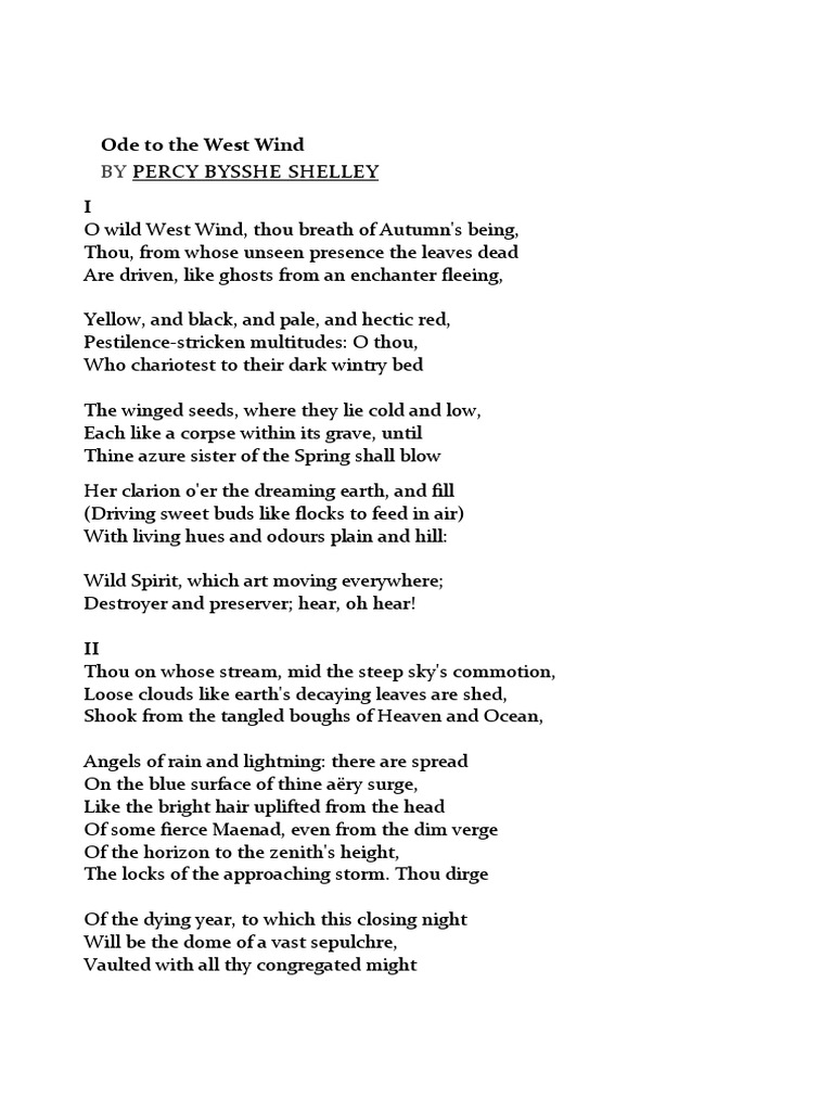 Ode to the West Wind | PDF | Poetry