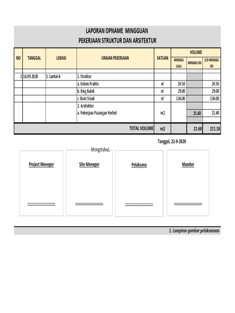 Opname Mandor Doyok 22.09.20.20. | PDF