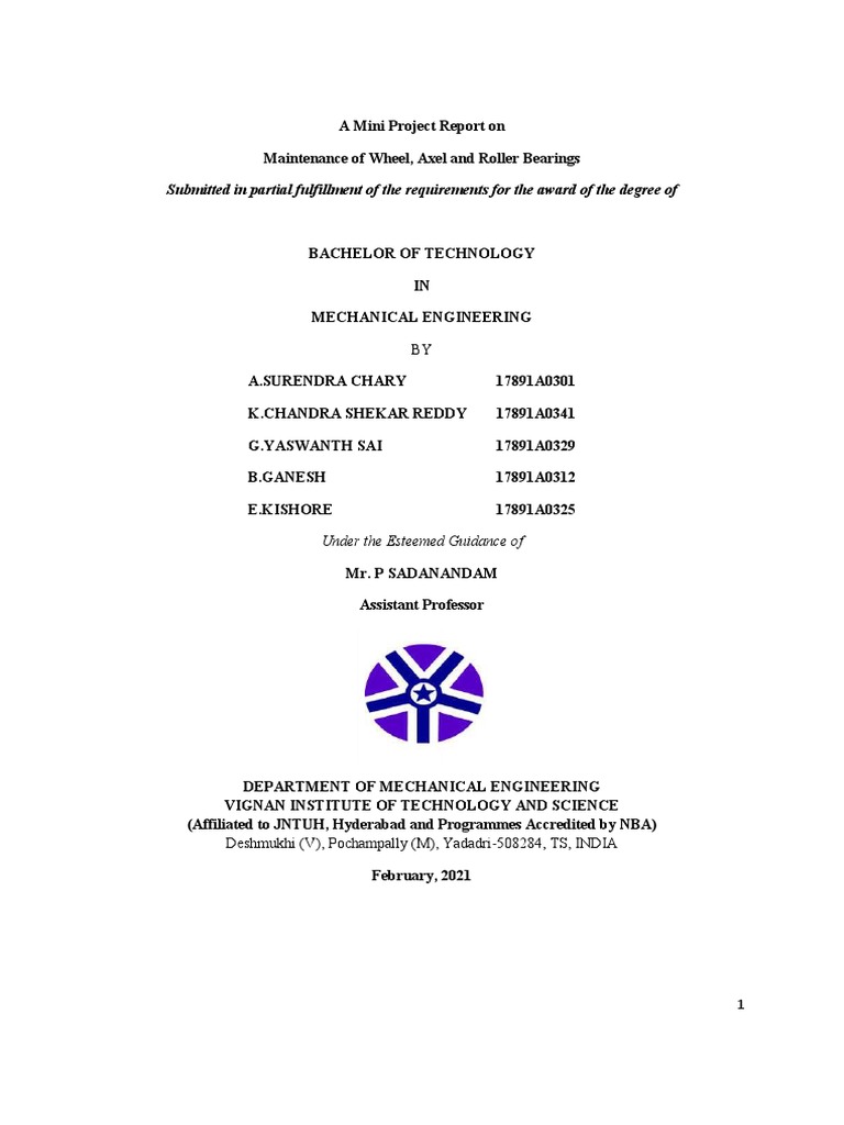 Mini Project Report | PDF | Bearing (Mechanical) | Rail Transport