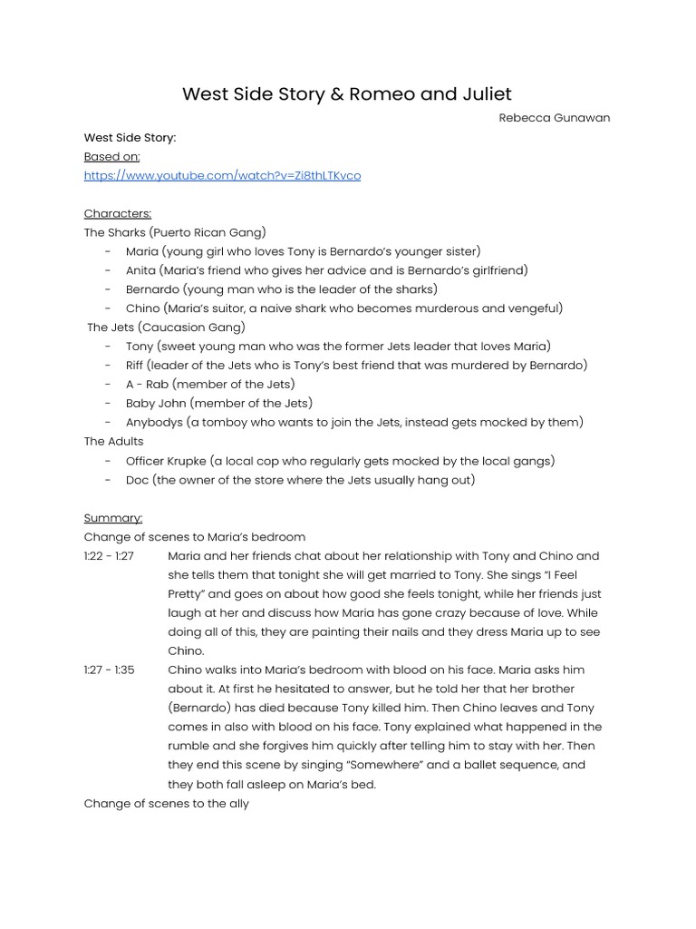 West Side Story & Romeo and Juliet | PDF